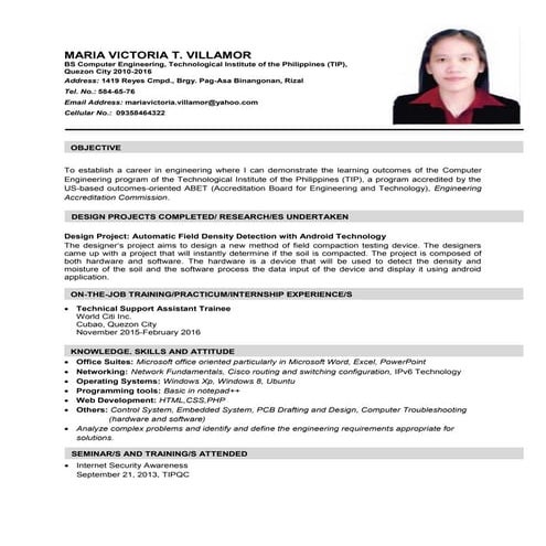 Maria Victoria Villamor CV | PDF