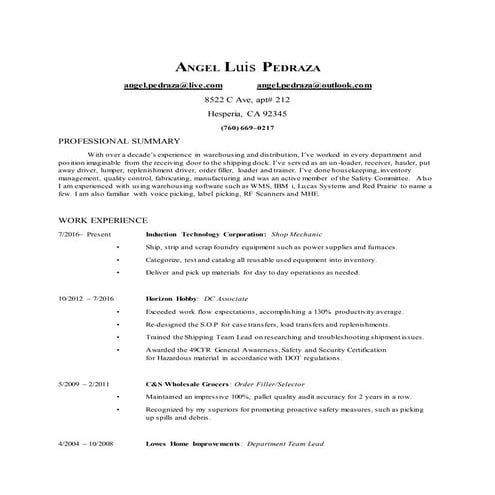 2016 ANGEL PEDRAZA Resume | DOCX