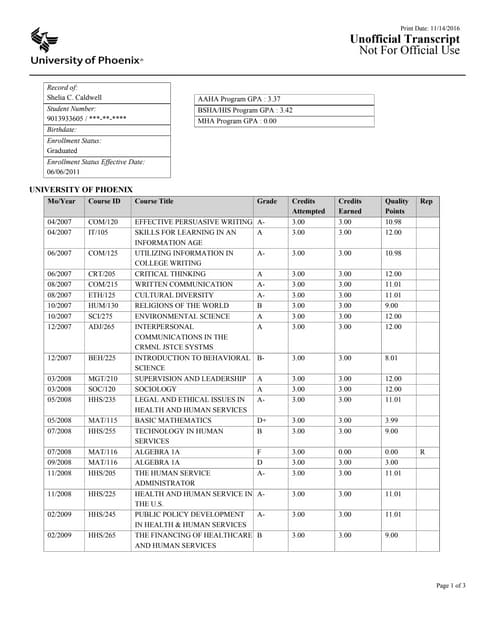 Phoenix transcript | PDF