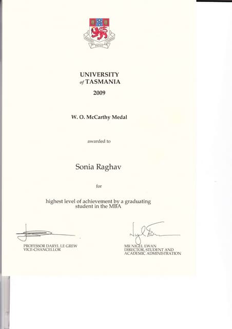 utas mba trans certificate | PDF