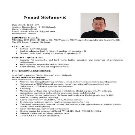 CV-Nenad_Stefanovic_ENG2016 | PDF