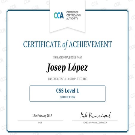 CCA-Certificate-HTML Level 1 | PDF