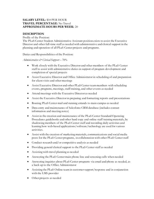 Executive Assistant Job Description | PPTX | Business | Business and ...