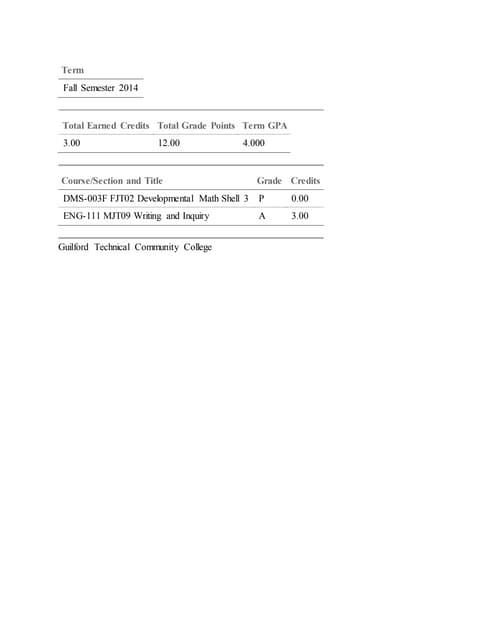 unofficial transcript | DOCX