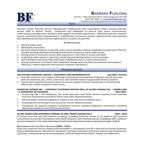 Barbara Furlong Resume | ODT