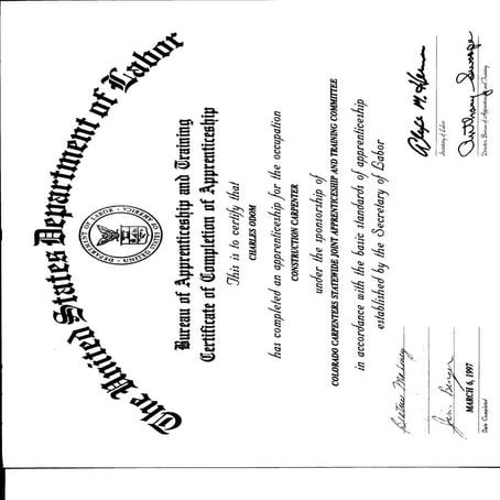 Journeyman Carpenter certificate | PDF