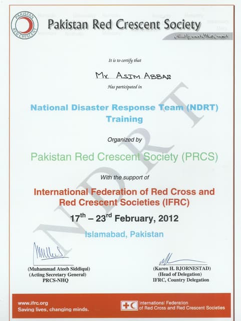 IFRC field Hospital experience Certificate | PDF