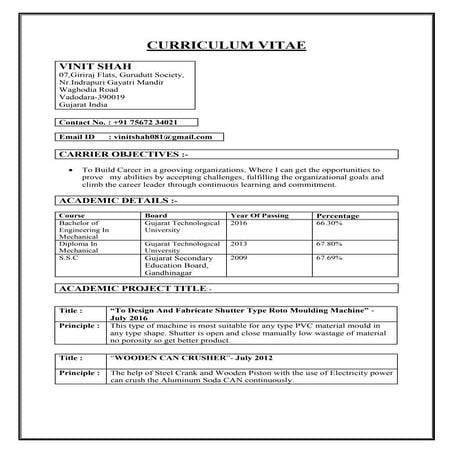 CURRICULUM VITAE VINIT SHAH | PDF