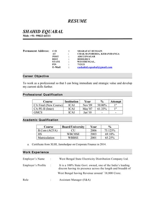 ACA Emily Megha Issac_Resume | PDF