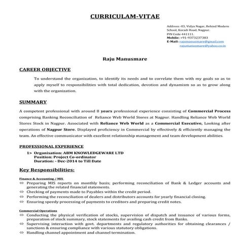 Raju_Manusmare.....Updated_CV | DOC