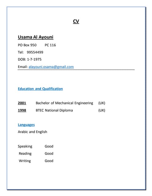Zohaib Cv | DOCX | Careers