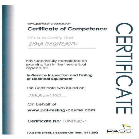 PAT Test Certificate | PDF