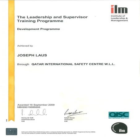 Leadership & Supervisor Training Certificate (ILM) | PDF