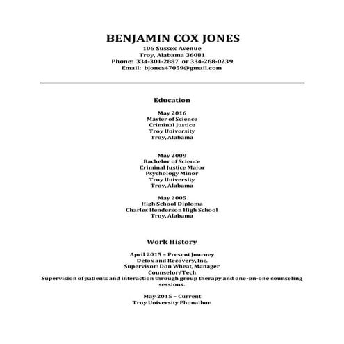 BENJAMIN COX JONES Resume 2015 | DOCX