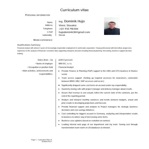 CV Dominik Hujo(1) | PDF