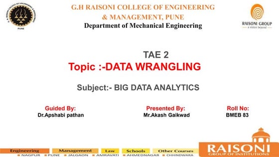 DATA WRANGLING presentation.pptx | Databases | Computer Software and ...