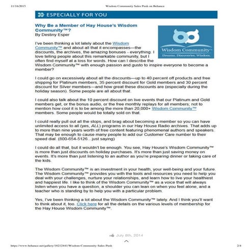 Wisdom Community Sales Push | PDF