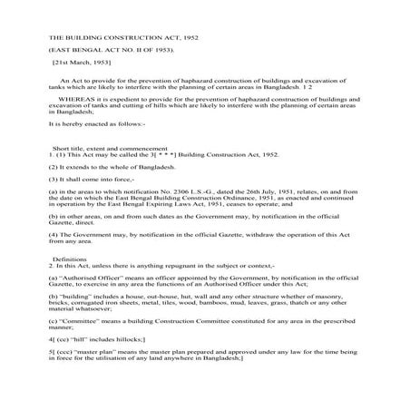 Bd building constuction plan act 1952 | DOC