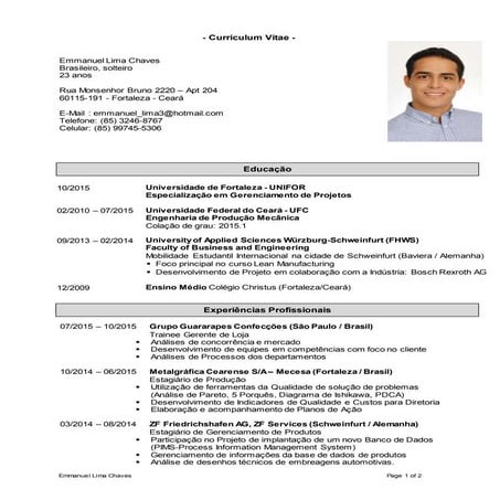CURRICULUM VITAE (PORTUGUES) actual | PDF