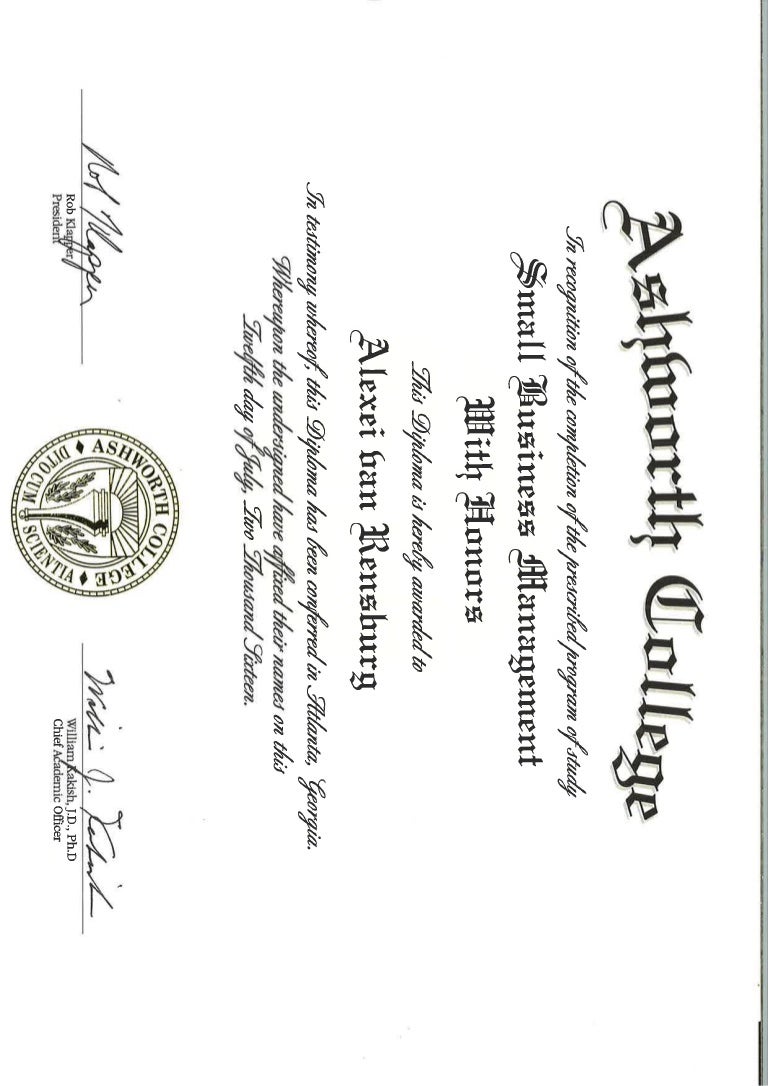 Ashworth College Diploma