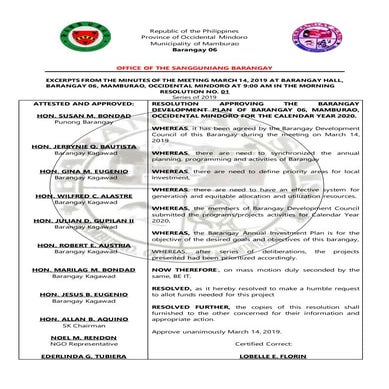 BRGY. 6 RESOLUTION NO. 28 Series of 2019 VAWC | DOCX