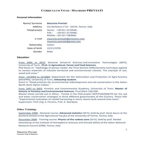 CV Previati_WB_201511 | PDF