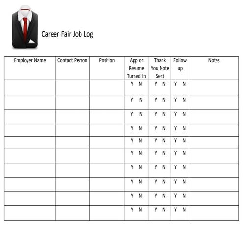 Career Fair Job Log | PPT