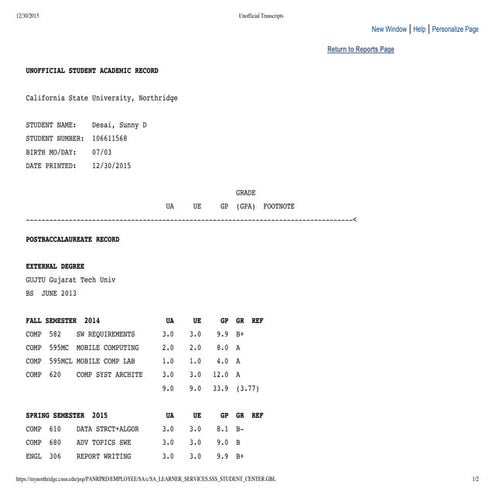 UnofficialTranscriptJanuary | PPT