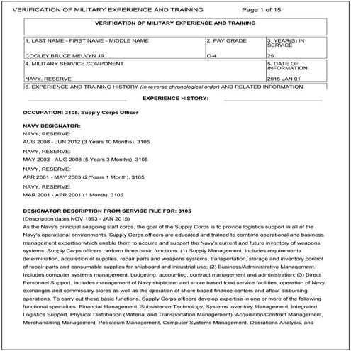 Verification of Military Experience and Training Document-Military ...