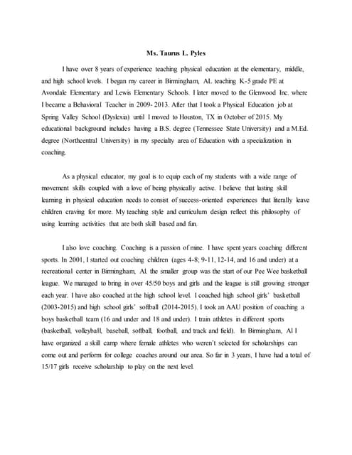 PE health cover letter | DOCX | Secondary Education | Education