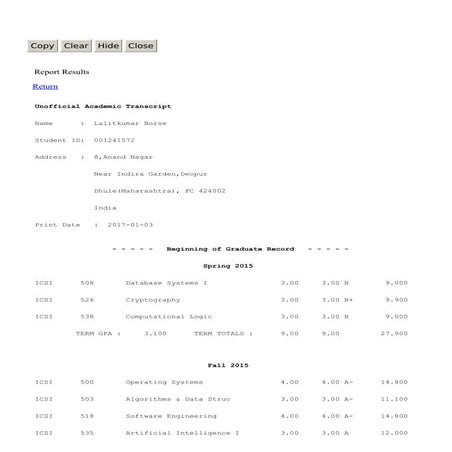 View Unofficial Transcript | PDF | Technology & Computing