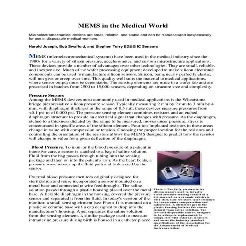 MEMS in the Medical World | PDF