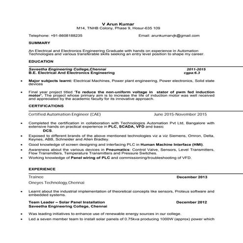 Arun kumar V_Resume.. | PDF | Technology & Computing