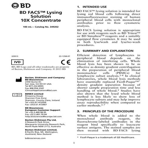 Bd facs™ lysing | PDF