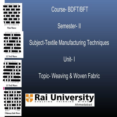 BDFT-II, weaving & its type, TMT, unit-i | PPT