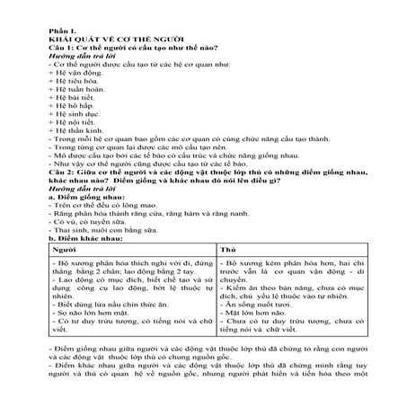 Tài liệu ôn thi học sinh giỏi môn sinh 8 | DOCX