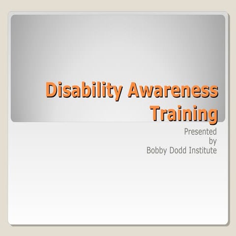 BDI Disability Awareness Training | PPT