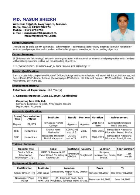 Final Cv With Photo | DOC