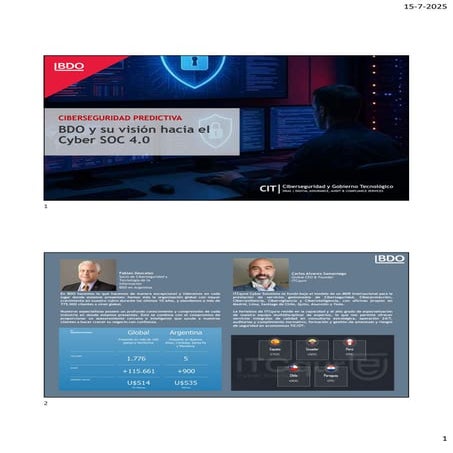 BDO y su visión hacia el Cyber SOC 4.0 | Ciberseguridad predictiva | PDF