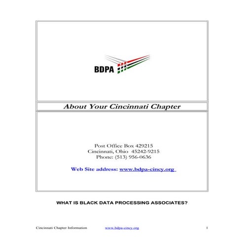 Learn About BDPA Cincinnati (June 2011) | PDF