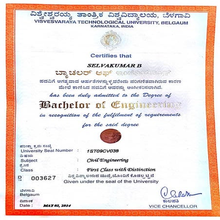 BE - Degree Certificate | PDF