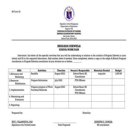 BE-Form-2-SCHOOL-WORK-PLAN.document foelementary and secondary schoolsr ...