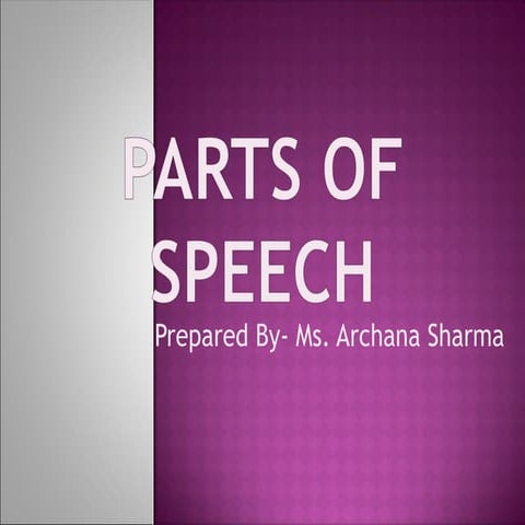 Parts of Speech Complete PPT with detailed example | PPT