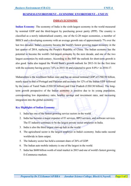 Structure of indian economy | PPT