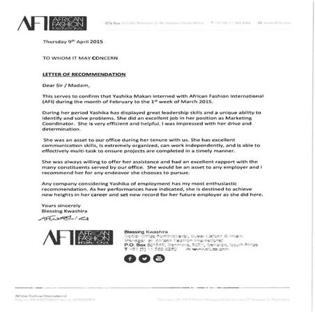 letter of recommendation- Blessing | PDF