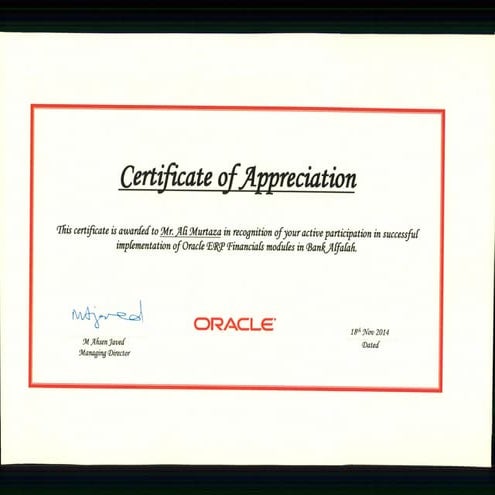 Oracle Certificate Pdf