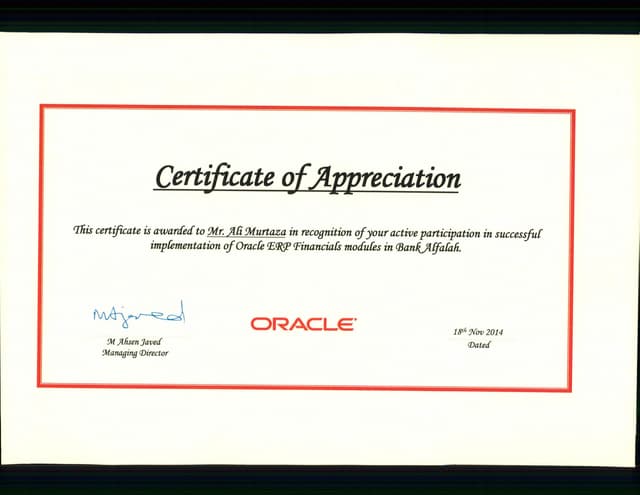 Oracle Certificate Pdf