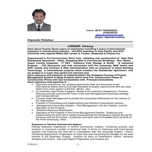 RESUME-DIPENDU MALAKAR - MARCH'2015. | PDF