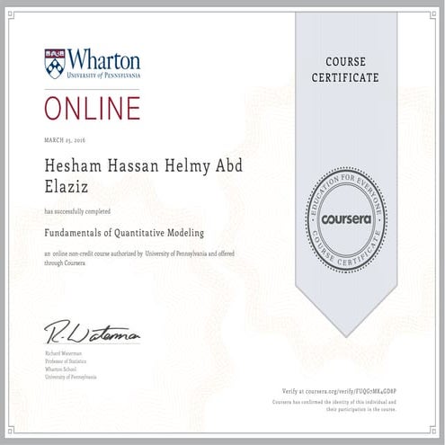 Profrssional Course Certificate - Wharton UNIVERSITY OF PENNSYLVANIA ...