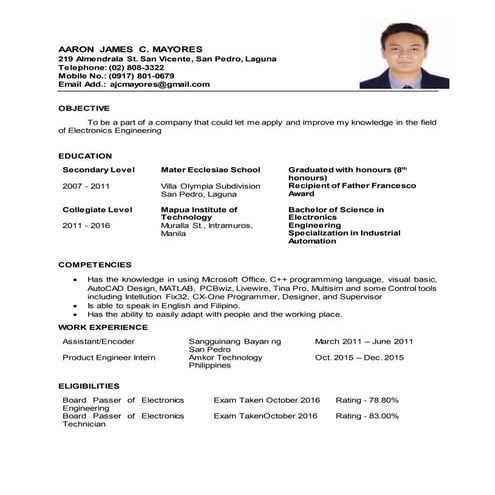 Mayores, Aaron James C. (resume) (1) | PDF